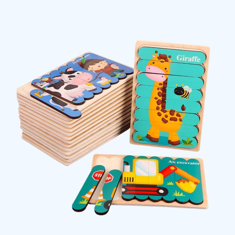 Houten Montessori Puzzels - 3D Dierenpuzzels voor Baby's en Peuters